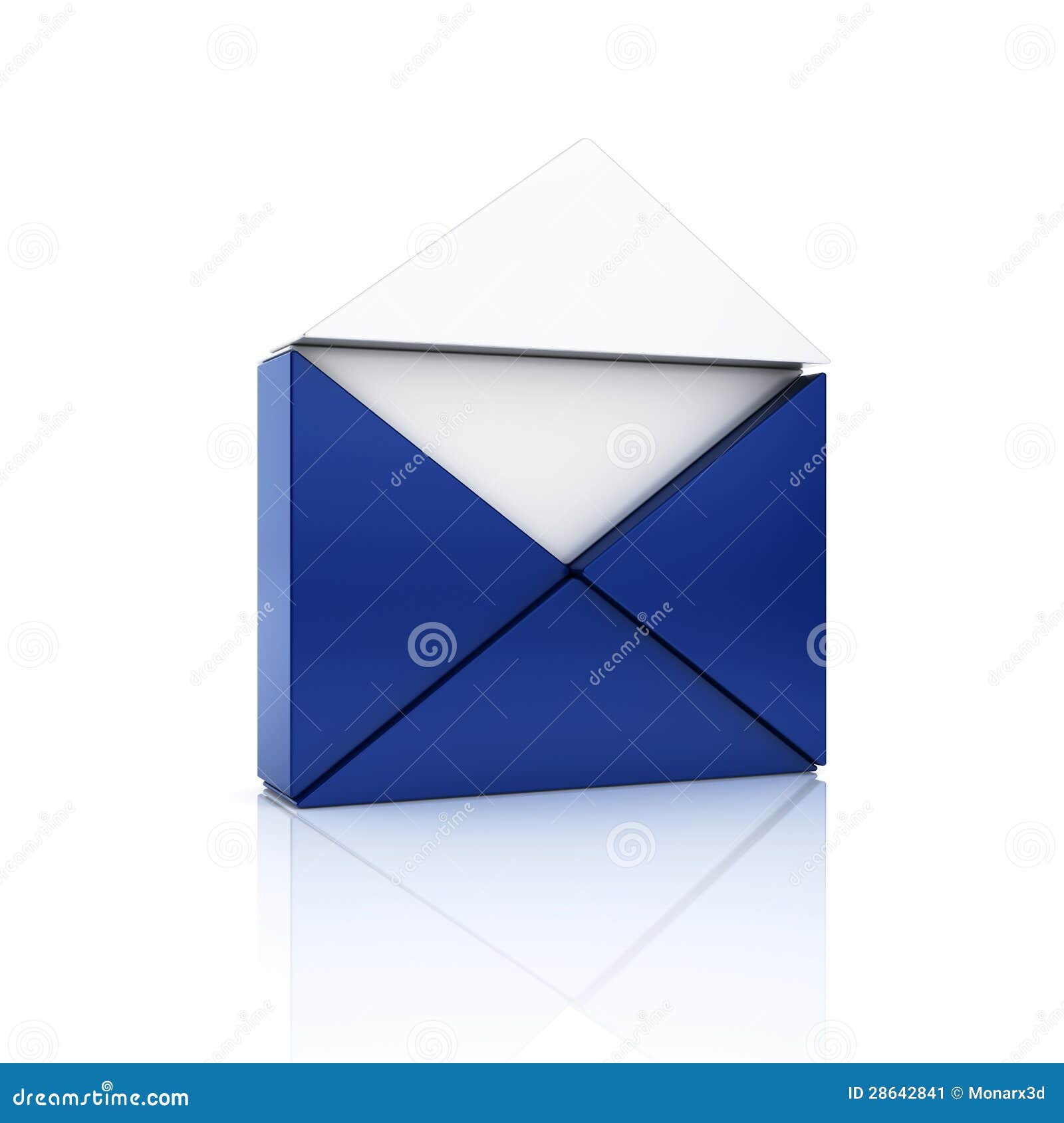 Abstract Blue Metallic Symbol with Open Envelope from Triangles Stock ...