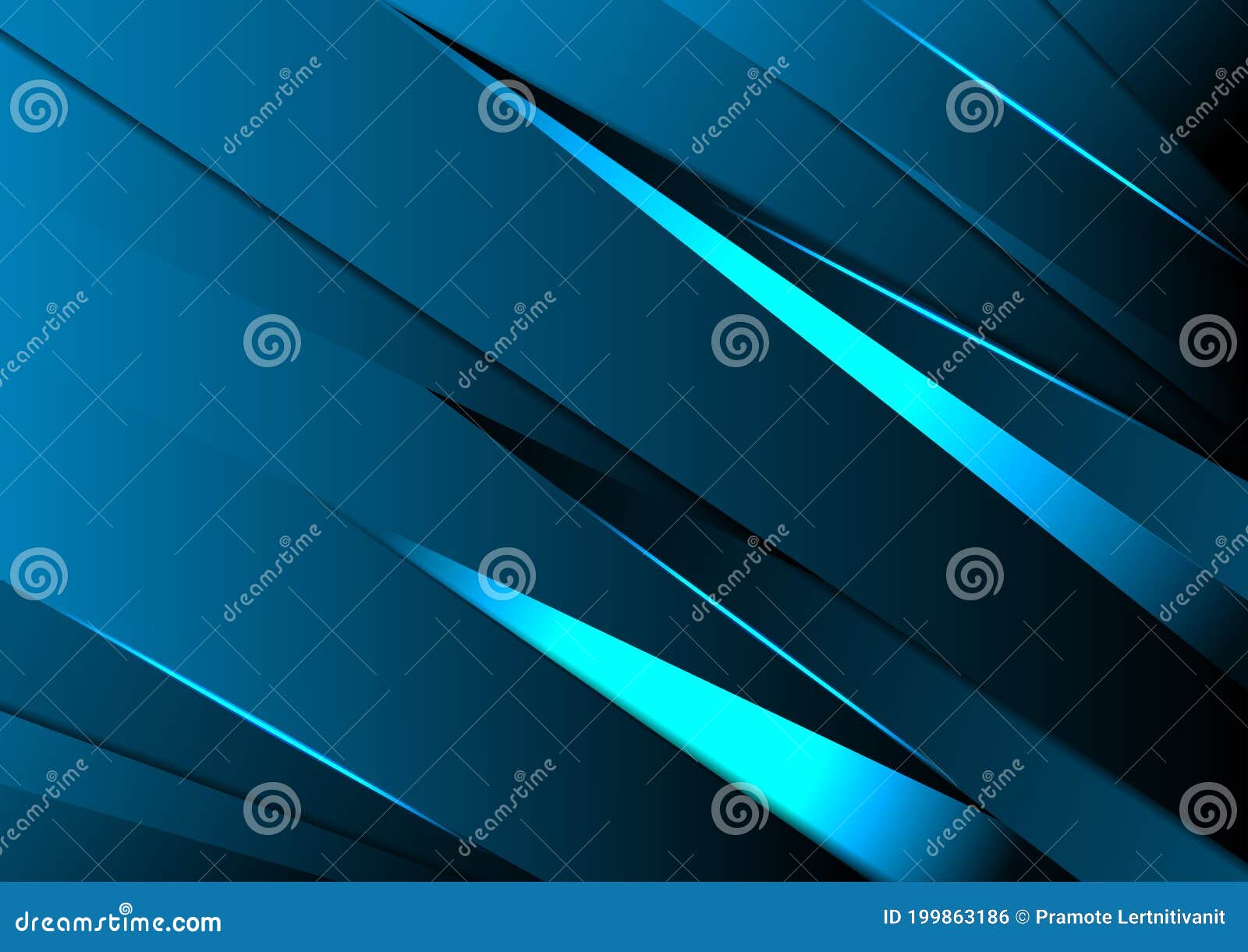 Abstract Blue Metallic Triangle Layer Overlap with Blue Light Modern ...