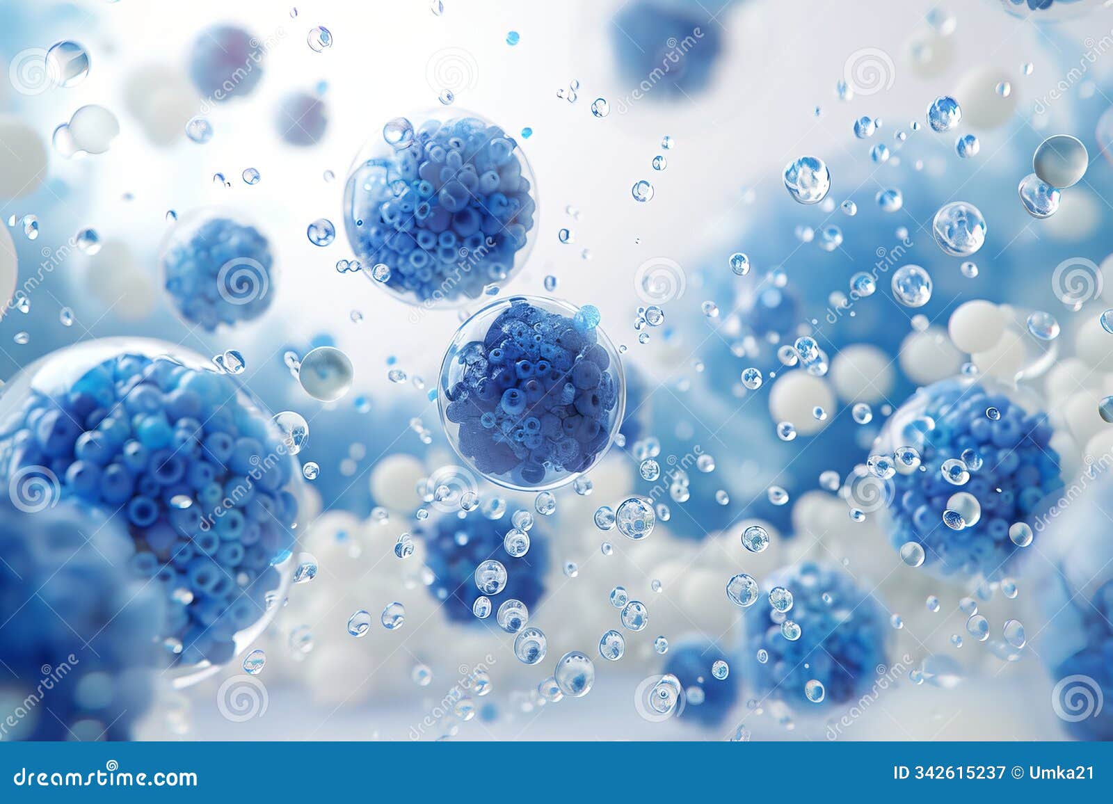 Abstract Blue Microbial Cells in Liquid Environment: Science and ...