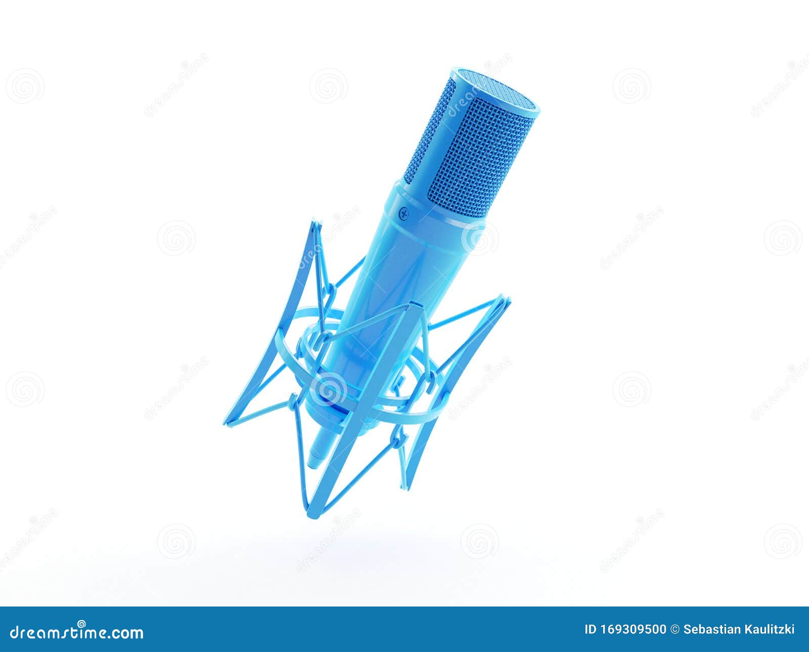 An Abstract Blue Microphone Stock Illustration - Illustration of still ...