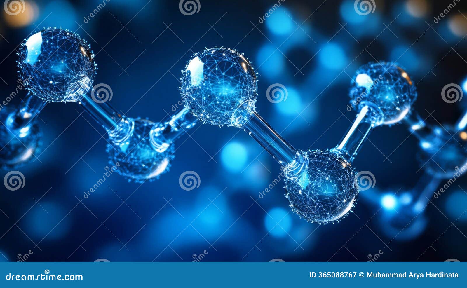 Blue Molecular Structure Visualized In 3D As Cellular Abstraction ...