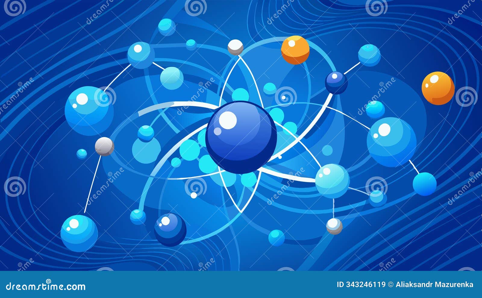 Abstract Blue Molecule or Atom Background. Abstract Molecule Structure ...