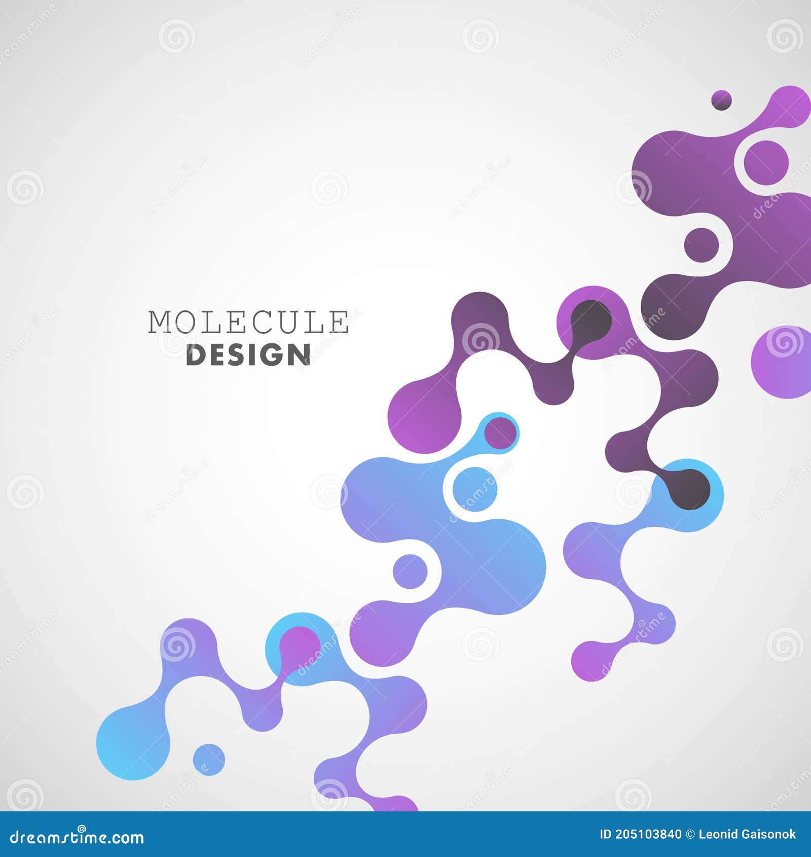 Abstract Blue Molecules on White Background. Vector Logo Design ...