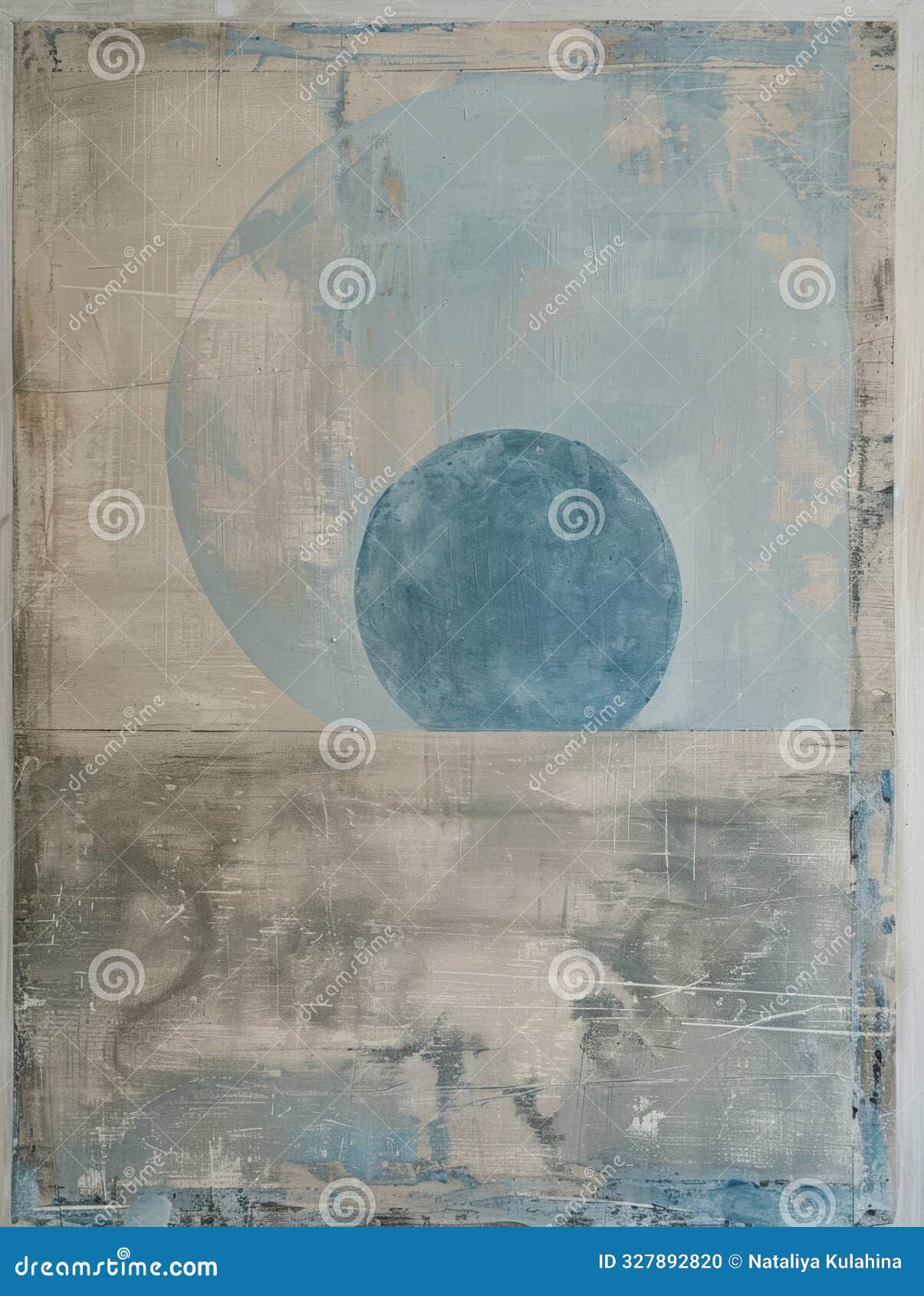 Abstract Blue Moon with Overlapping Circles on Textured Background ...