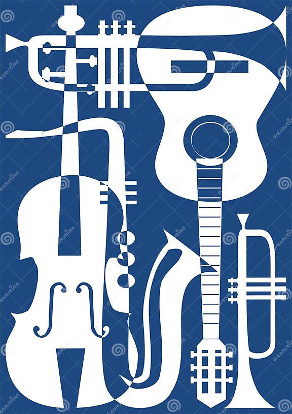 Abstract Blue Musical Instruments, Vector Illustra Stock Vector ...