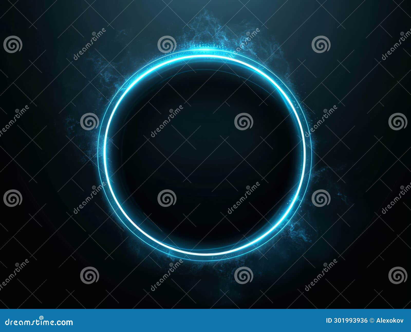 Abstract Blue Neon Circle Frame on a Dark Background. Illustration ...