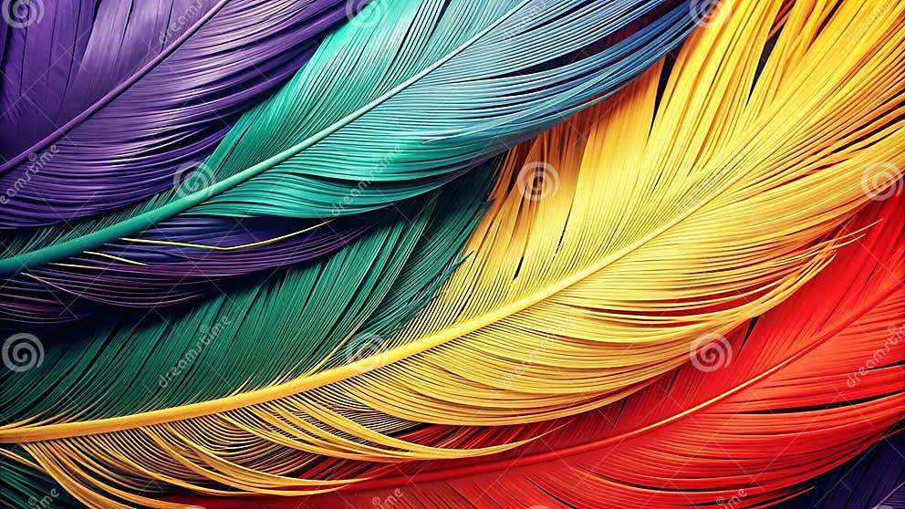 Abstract Blue Neon Glowing Digital Feather on a Dark Background Stock ...