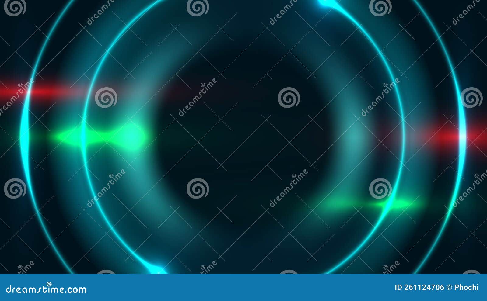 Abstract Blue Neon Light Circles Frame with Lighting Effect on Dark ...