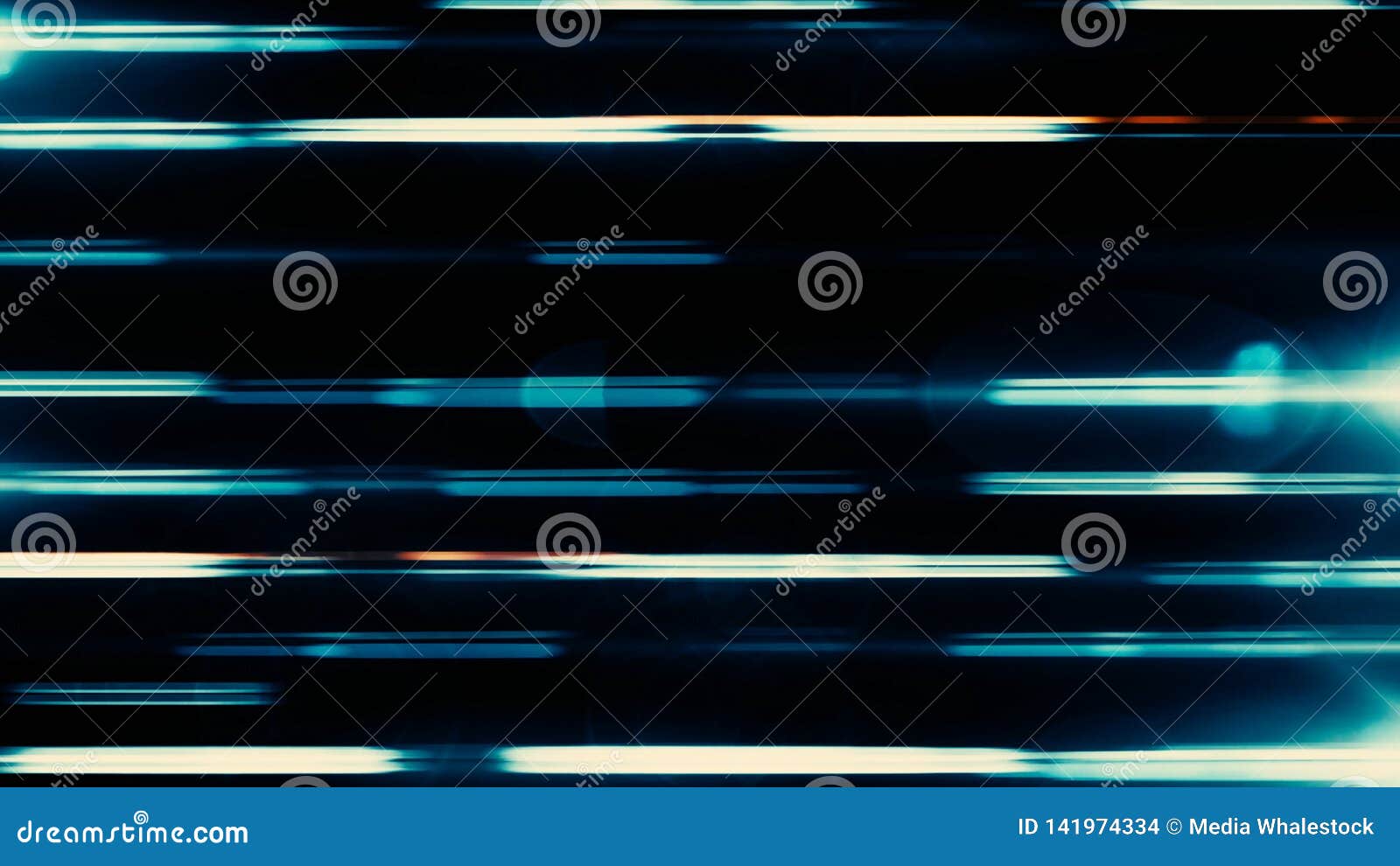 Abstract, Blue Neon Light Horizontal Lines Background. Black Background ...