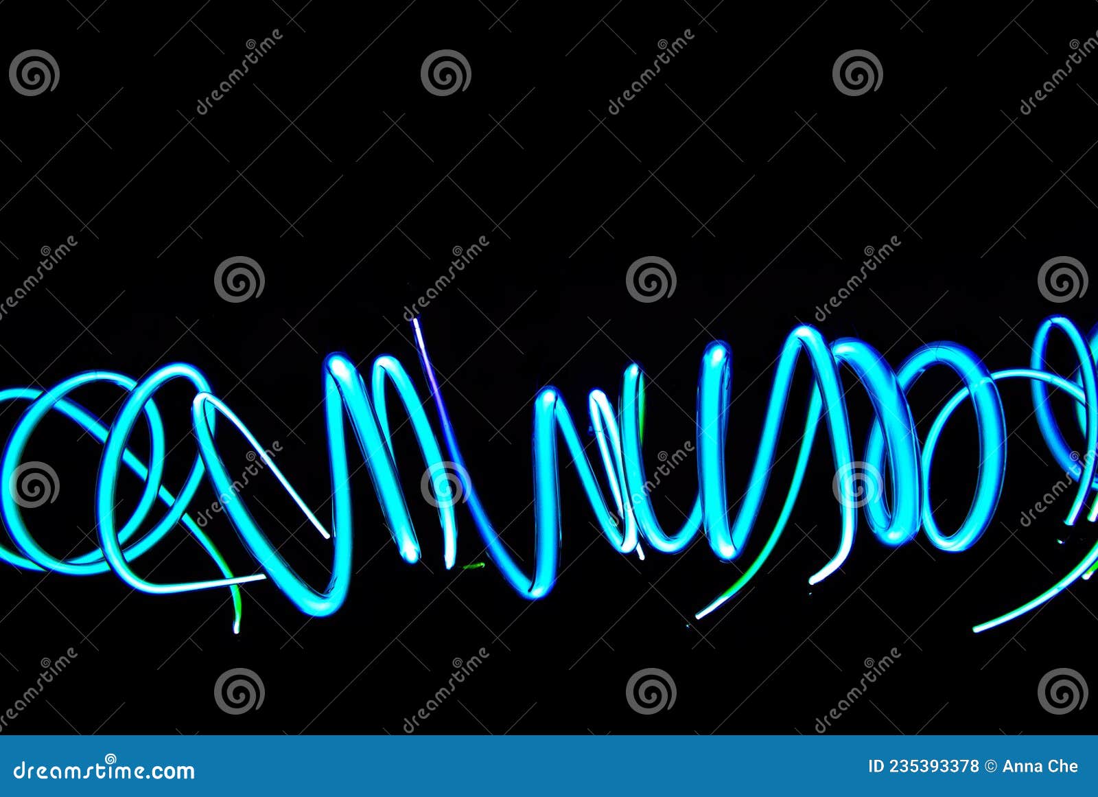 An Abstract Blue Neon Light Spiral on Black Background Stock Photo ...