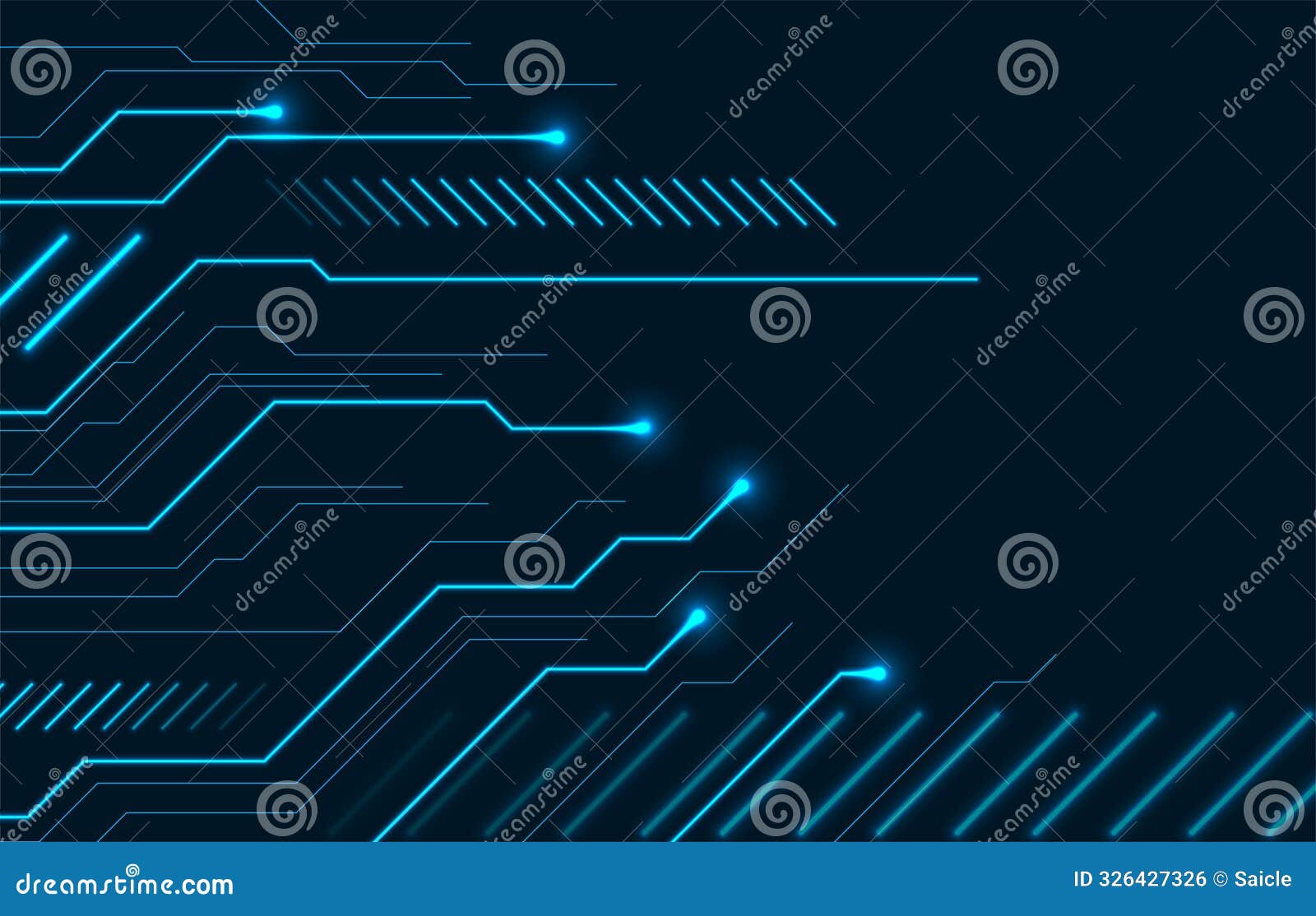 Abstract Blue Neon Technology Background with Circuit Board Lines Stock ...
