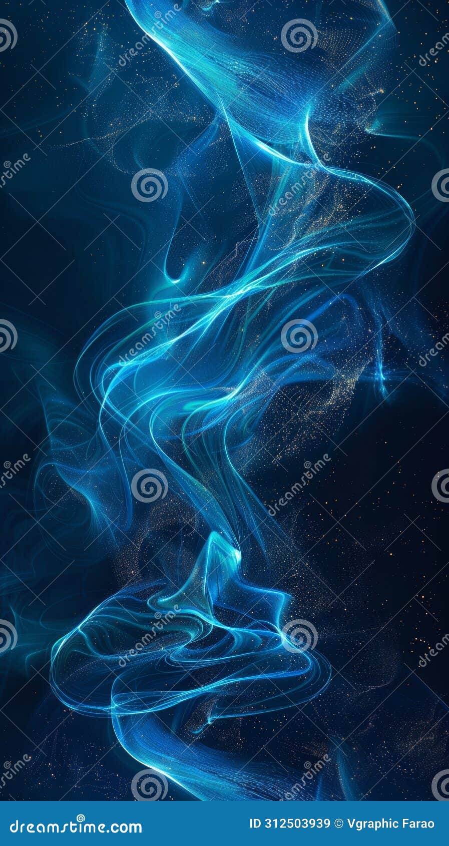 Abstract Blue Neon Wave Patterns on Dark Background Stock Image - Image ...