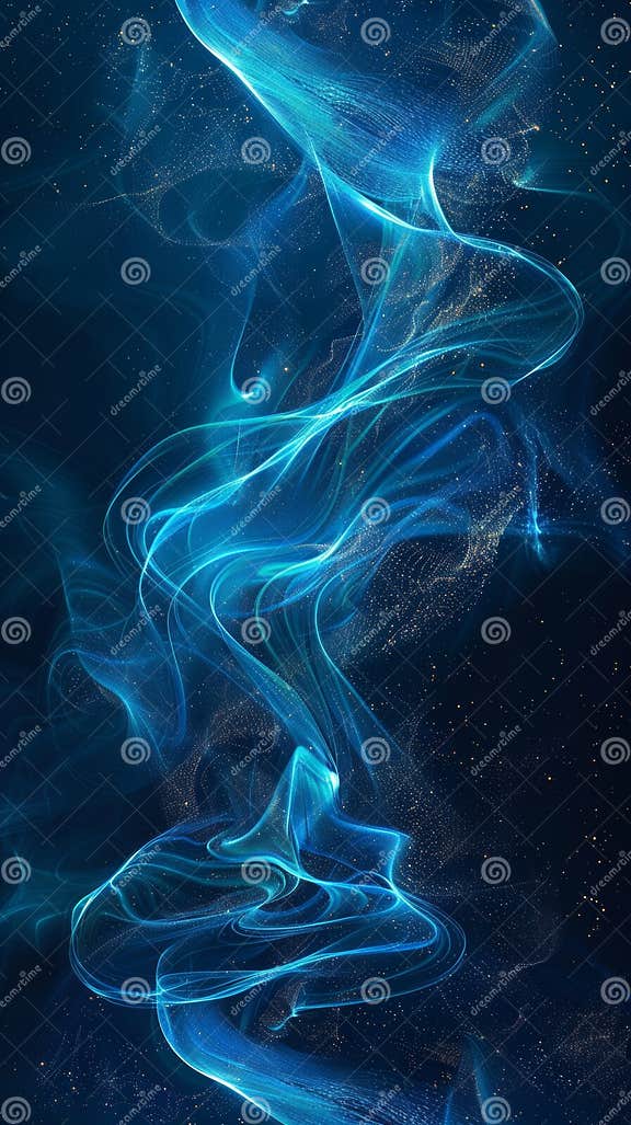 Abstract Blue Neon Wave Patterns on Dark Background Stock Image - Image ...