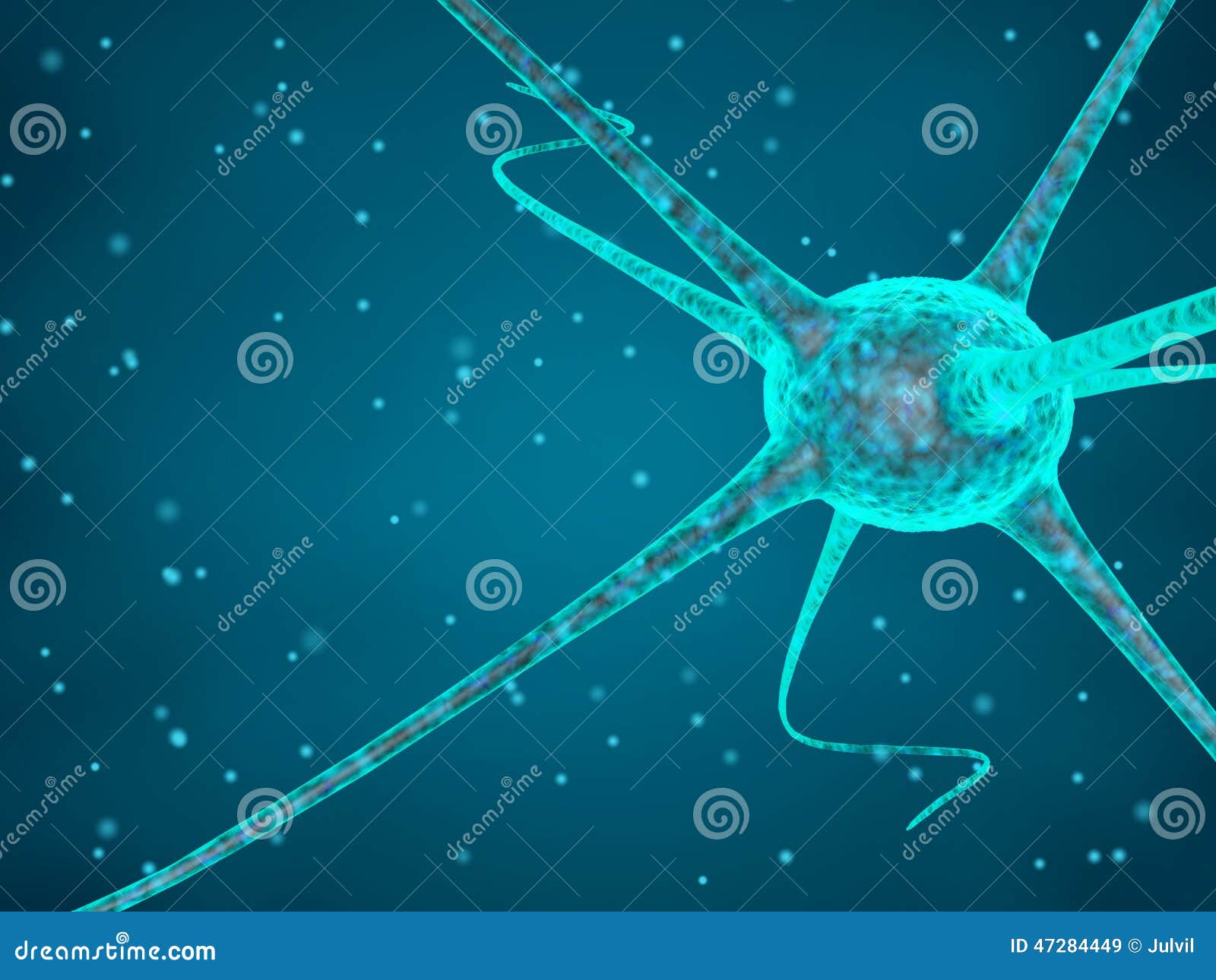 Blue Nerve Cell Banner: Brain's Neuron System With Synapses. AI Royalty ...