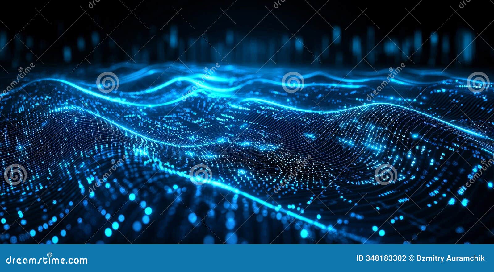 Abstract Blue Net Waveform Artwork Depicting Futuristic Digital Vision ...