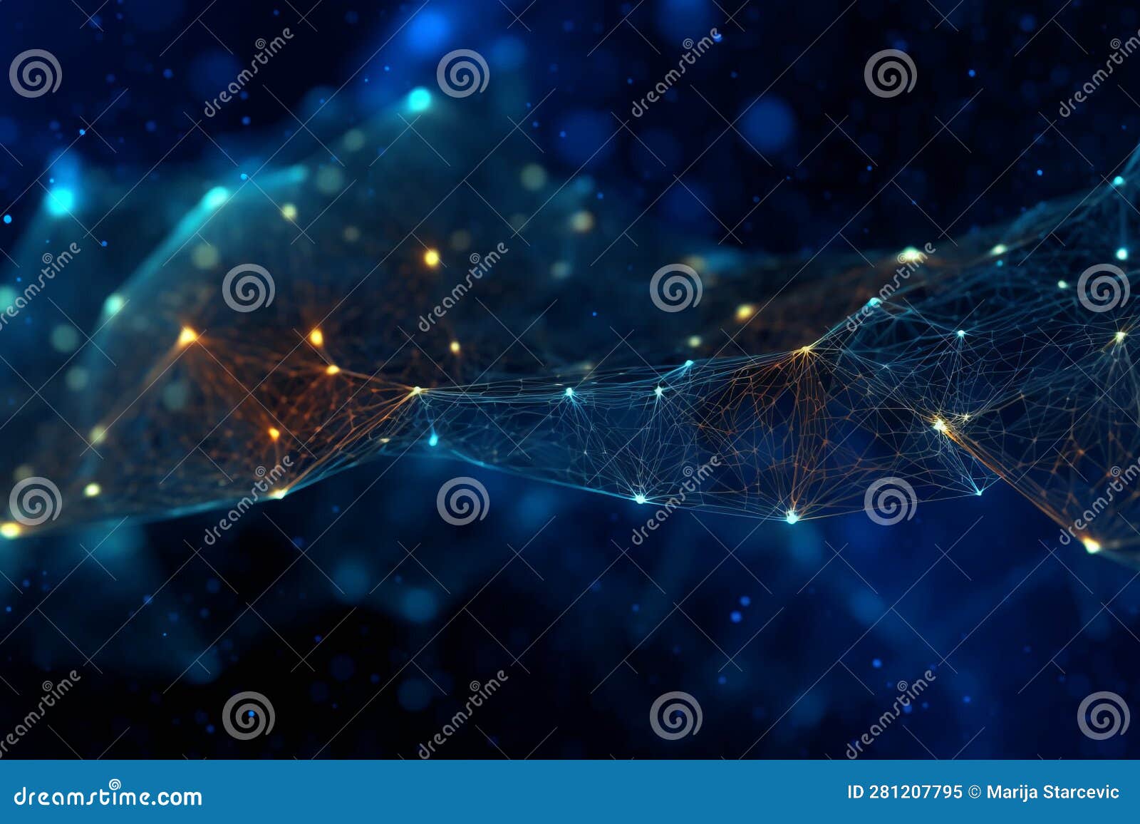 Abstract Blue Network Background with Lines and Particles Stock ...