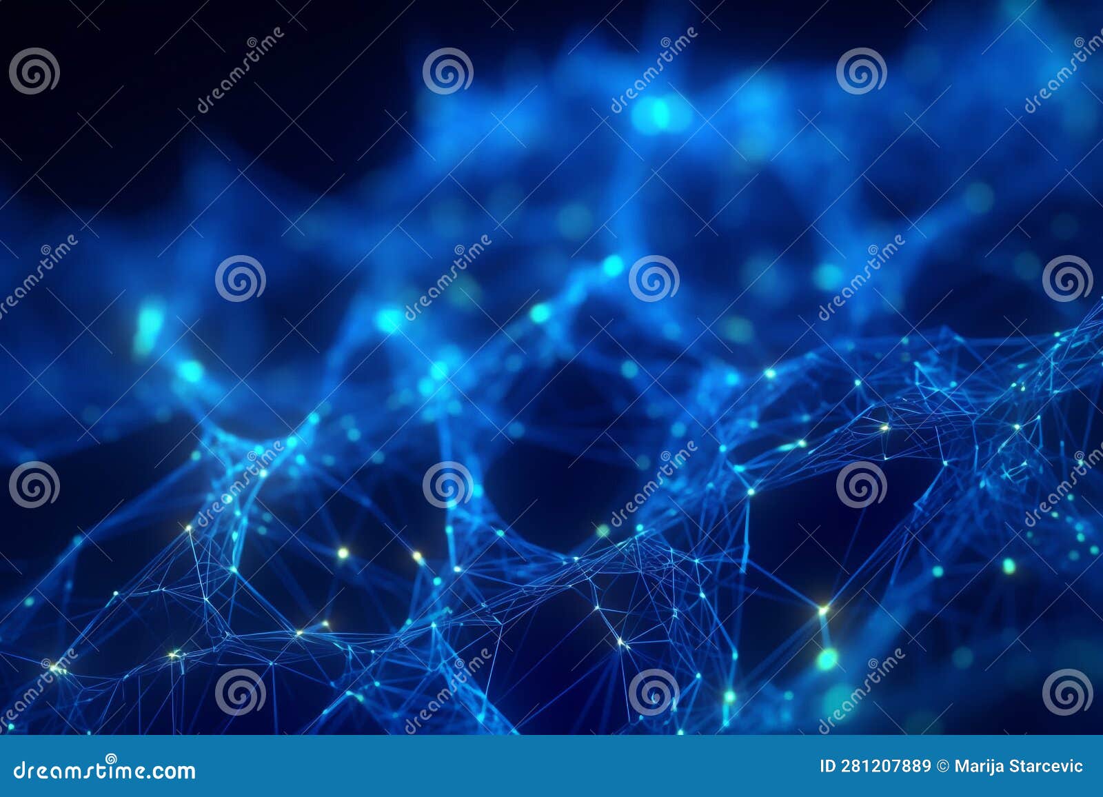 Abstract Blue Network Background with Lines and Particles Stock ...