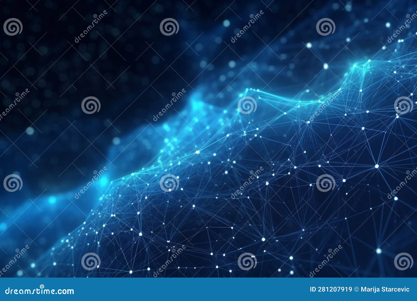 Abstract Blue Network Background with Lines and Particles Stock ...