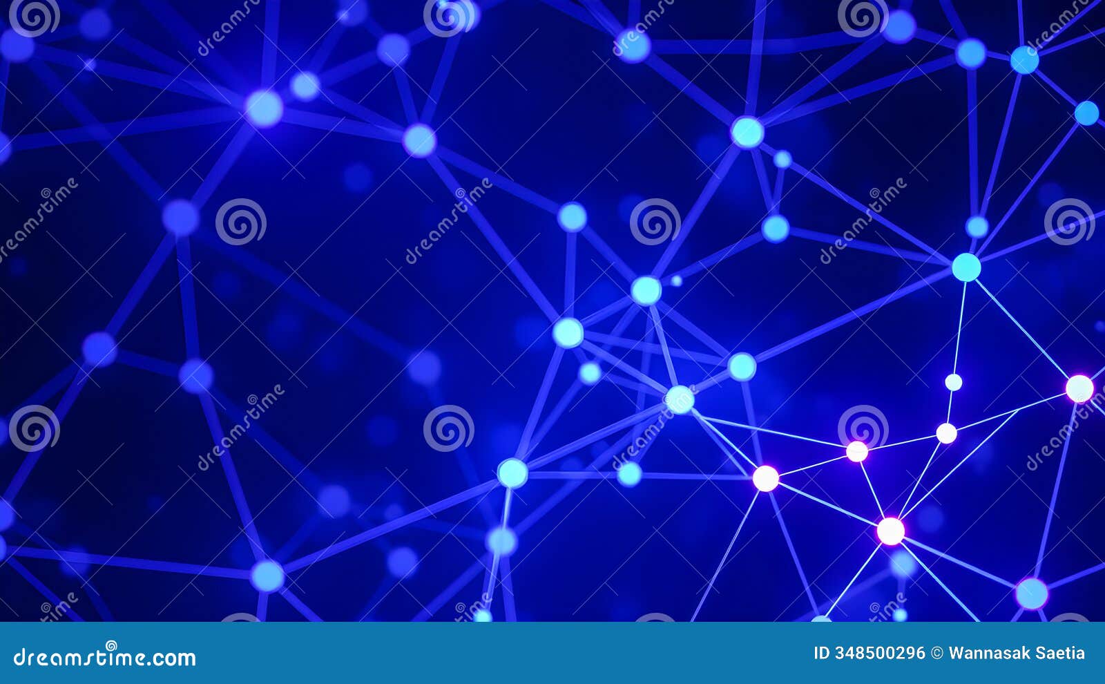 Abstract Blue Network Connection on Dark Blue Background. 3D Rendering ...