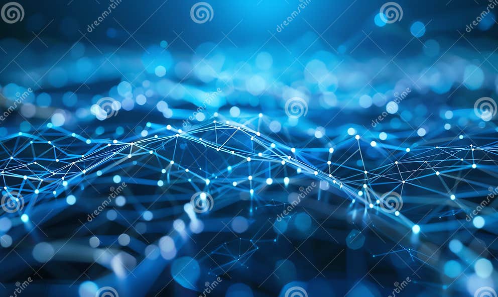 Abstract Blue Network Connection Dots and Lines. Technology Background ...