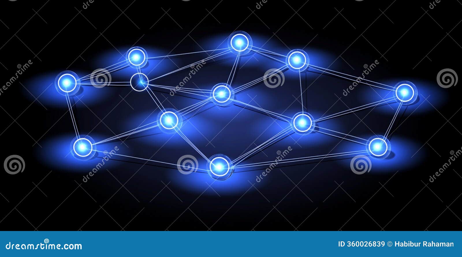 Abstract Blue Network Digital Technology Connection Nodes Lines Web Art ...