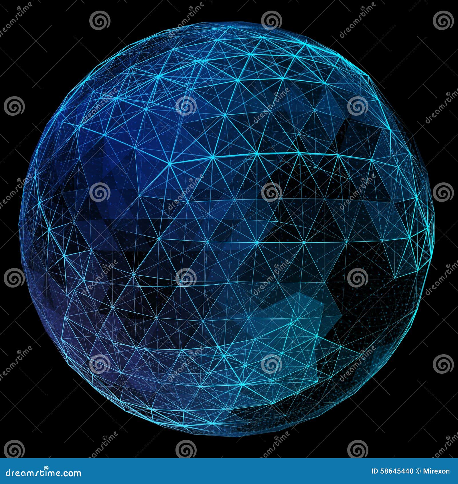 Abstract Blue Network Globe. Technology Concept of Stock Photo - Image ...