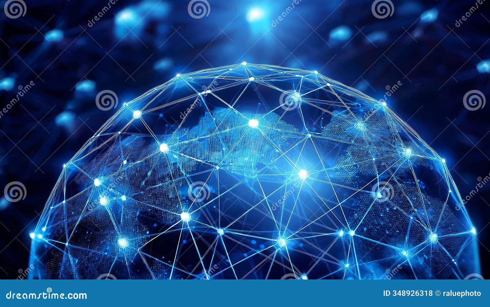 Abstract Blue Network Represents Connections, Data Flow, and ...