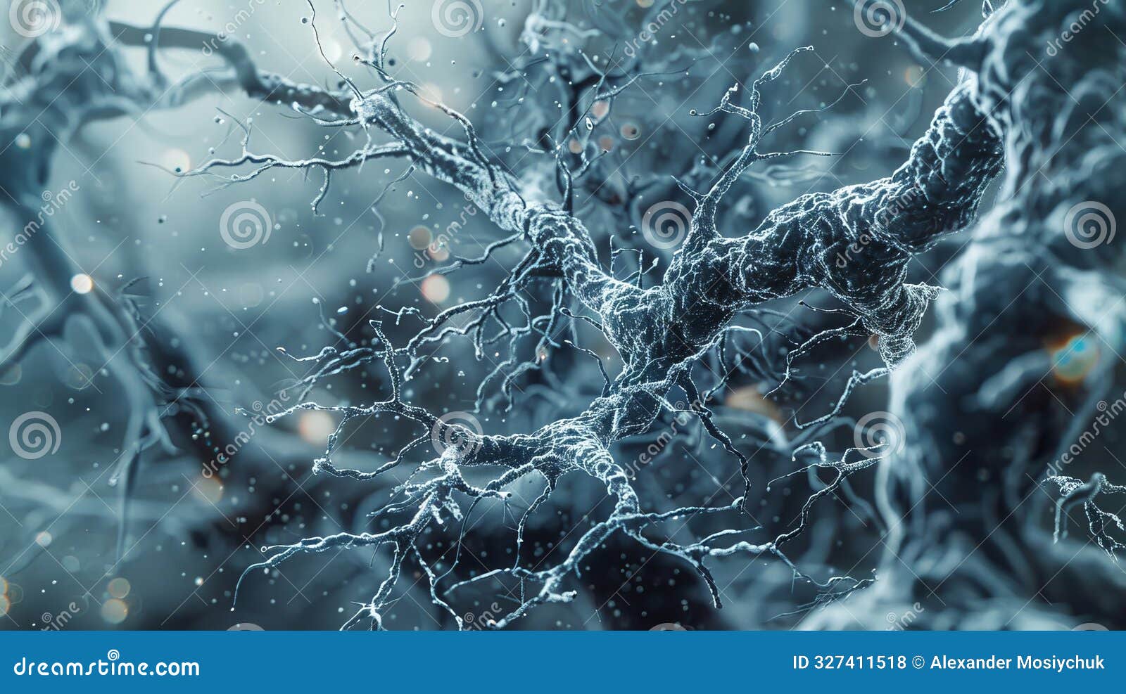 Abstract Blue Neuron Branching Out with Detailed Texture Stock ...