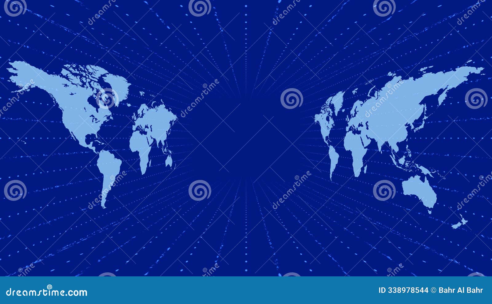 Abstract Blue News Background with World Map and Lighting Lines Texture ...