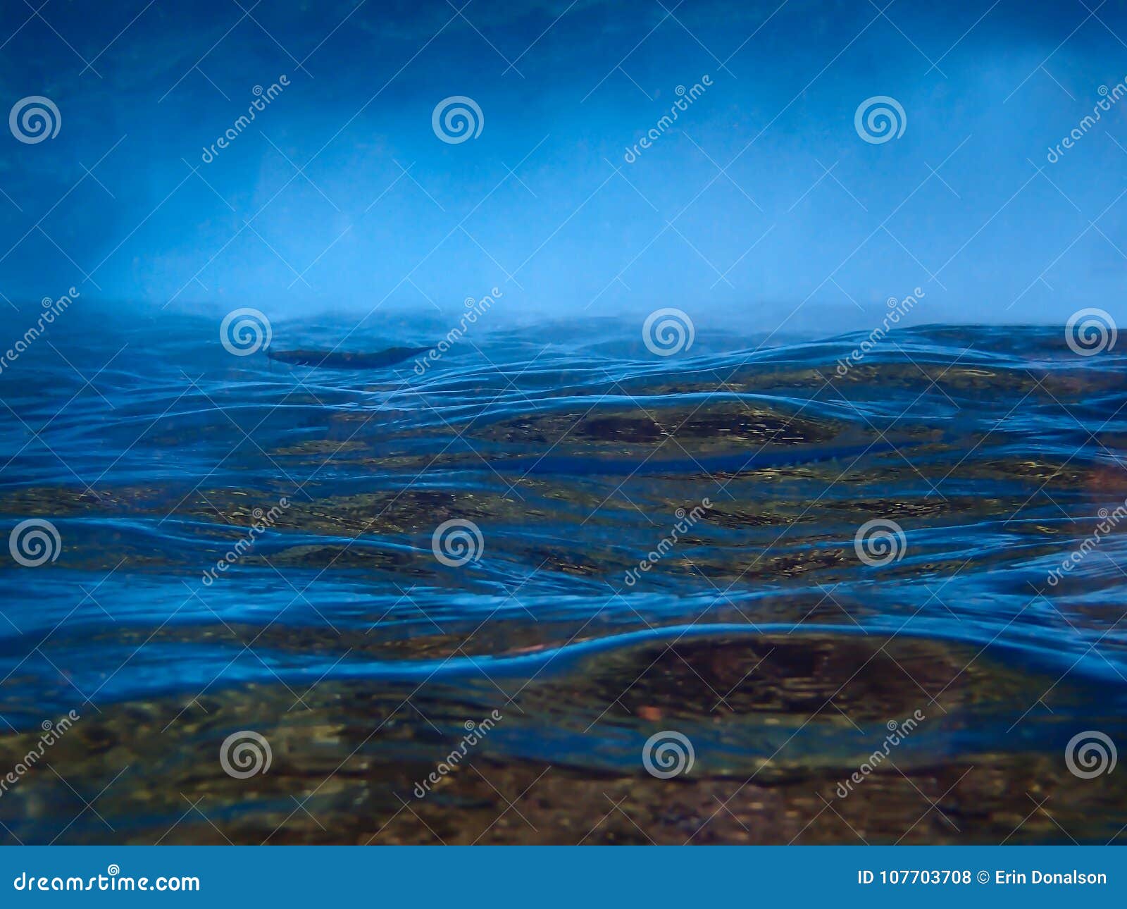 Abstract Blue Ocean Surface from Underwater Flipped Stock Photo - Image ...