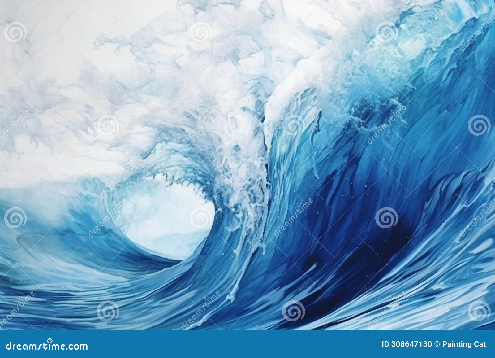 Abstract Blue Ocean Wave Background with Copy Space Stock Illustration ...