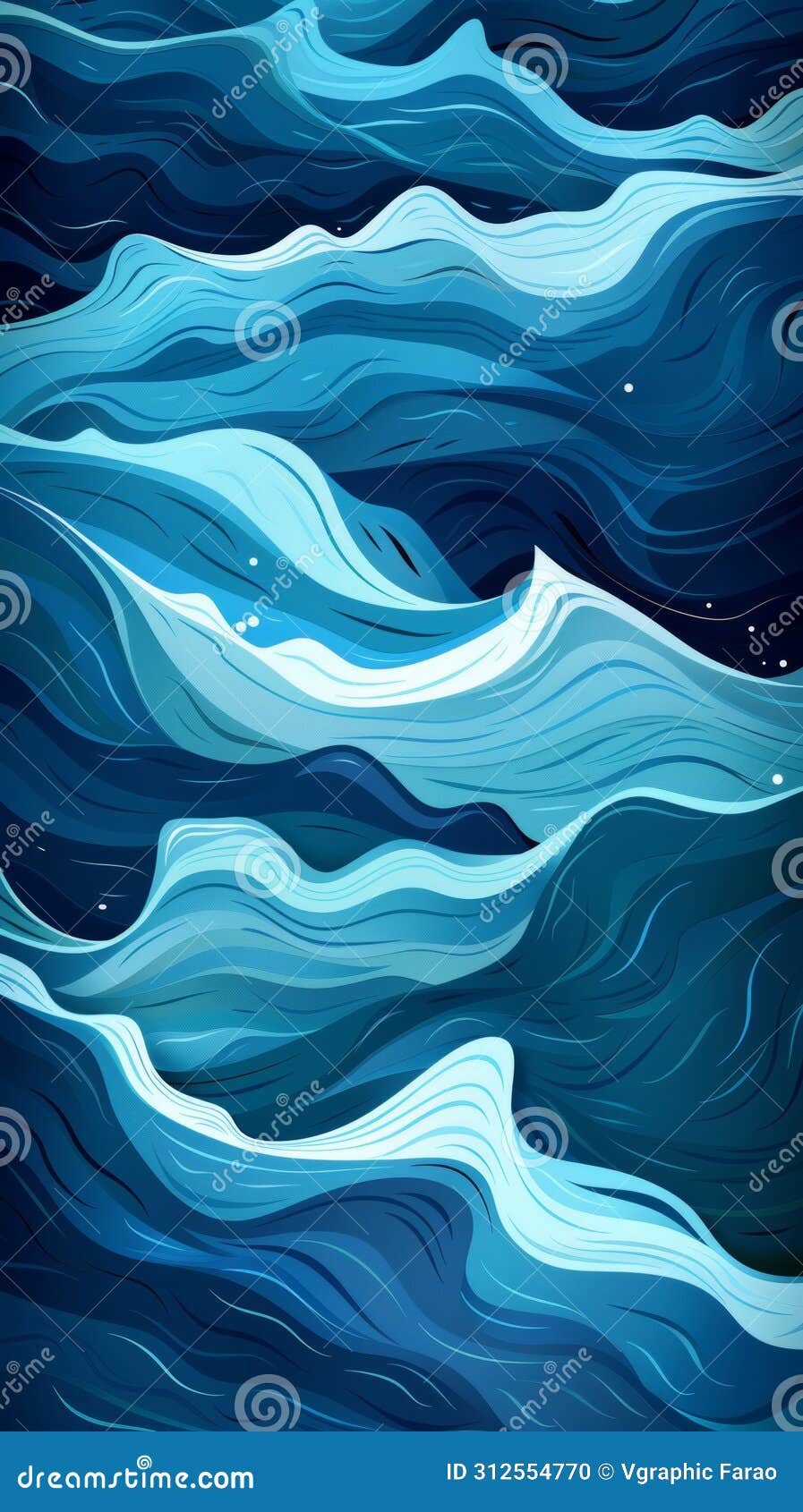 Abstract Blue Ocean Waves Illustration Stock Photo - Image of waveform ...