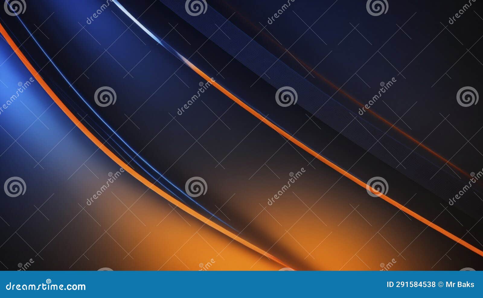 Abstract Blue and Orange Curved Lines on Black Background. Stock ...