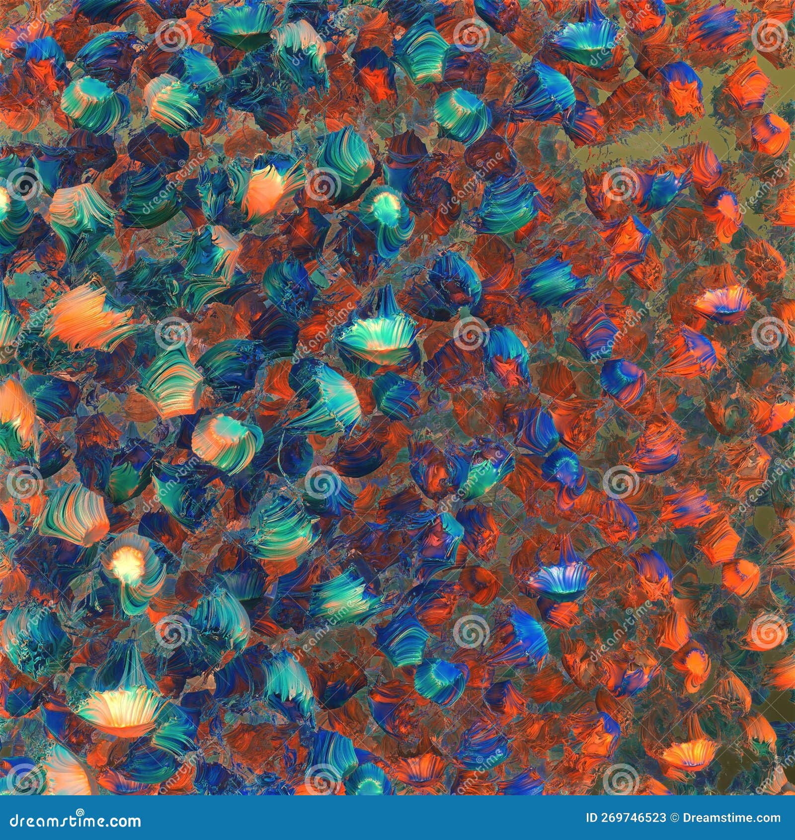 Abstract Blue and Orange 3D Objects in the Khaki Background. 3d ...