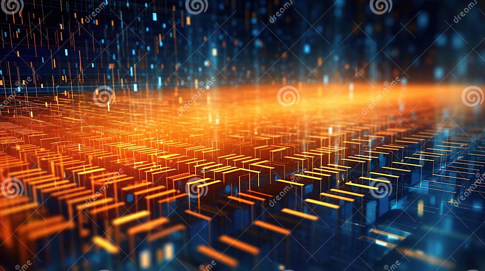 Abstract Blue and Orange Digital Binary Code Generative AI Stock Photo ...