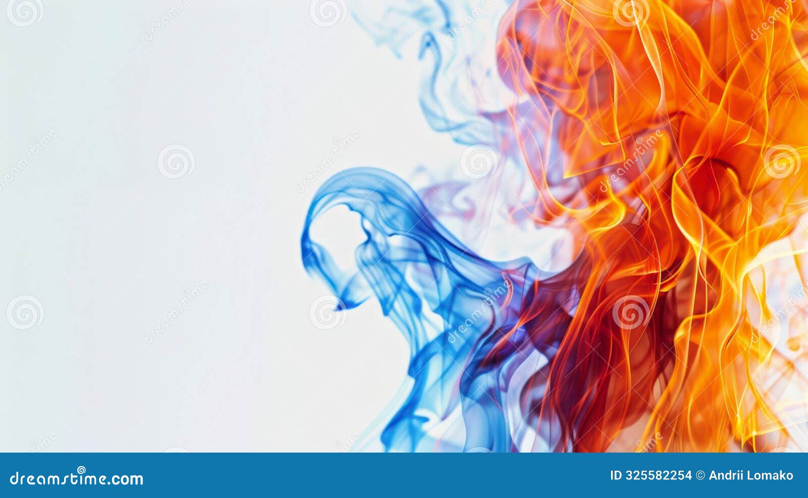 Abstract Blue and Orange Fire Flames Against a White Background Stock ...