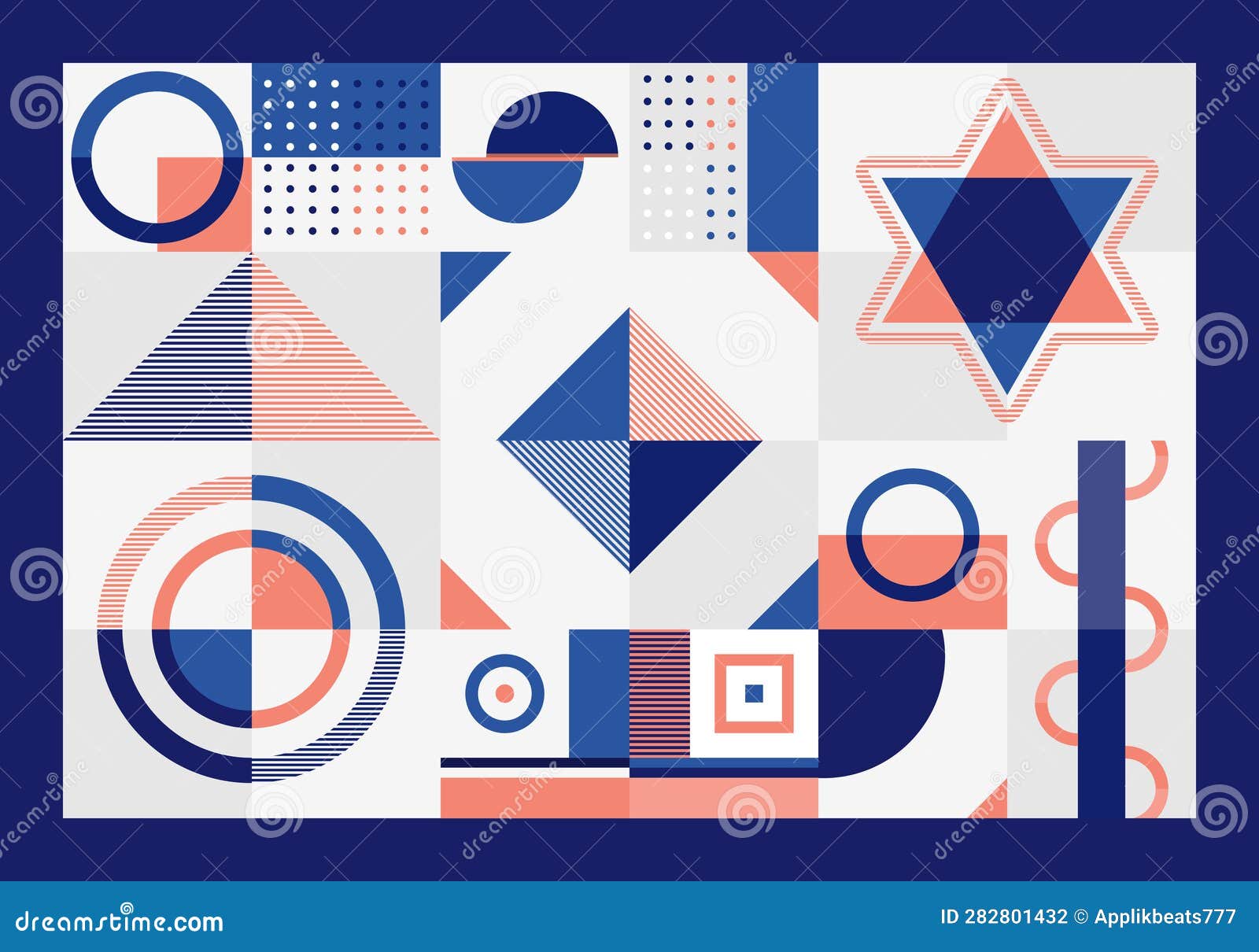 Abstract Blue and Orange Geometric Pattern Rectangles, Triangle ...