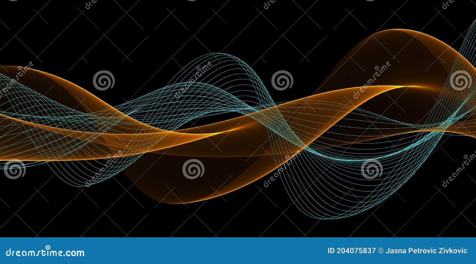 Abstract Blue and Orange Grid Wave Design Stock Illustration ...