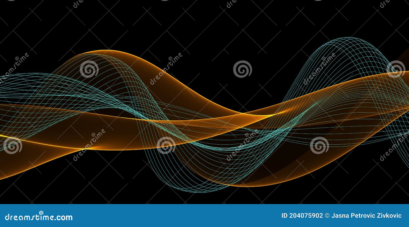 Abstract Blue and Orange Grid Wave Design Stock Illustration ...