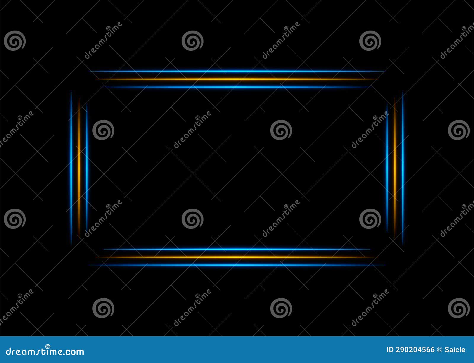 Abstract Blue Orange Neon Rectangle Frame Abstract Background Stock ...