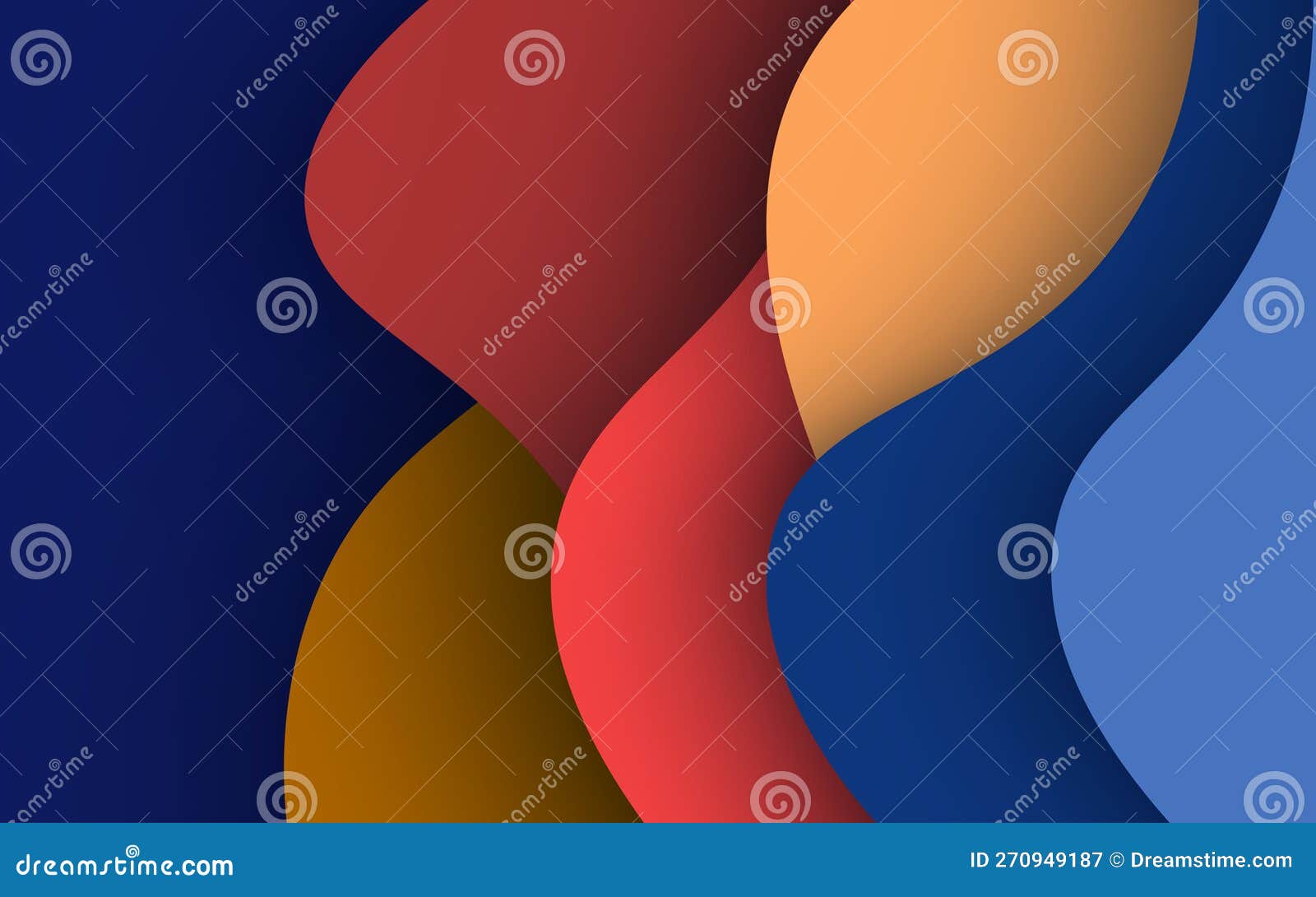Abstract Blue Orange Red Color Wave Shape Papercut Background. Stock ...