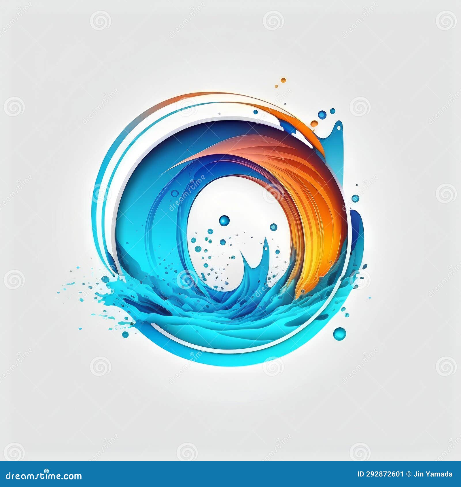 Abstract Blue and Orange Water Wave on White Background, Vector ...