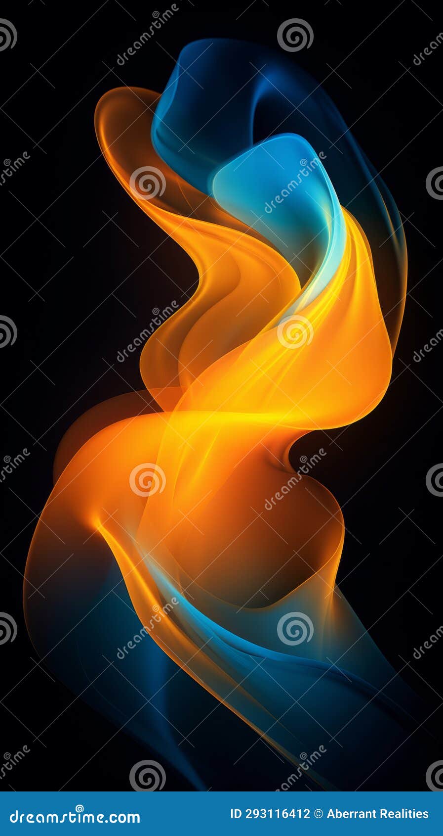 An Abstract Blue and Orange Wave on a Black Background Stock ...