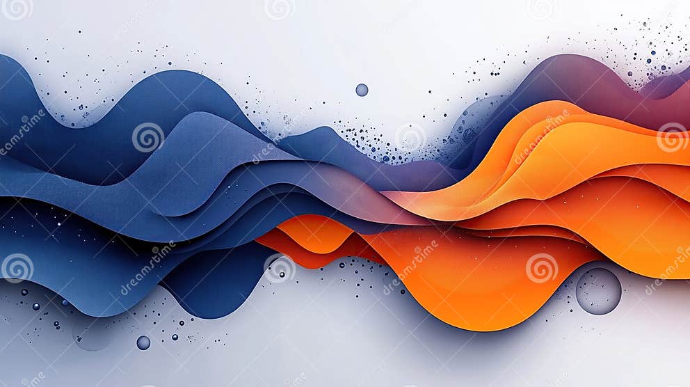 Abstract Blue and Orange Wave Shapes on White Background Stock ...