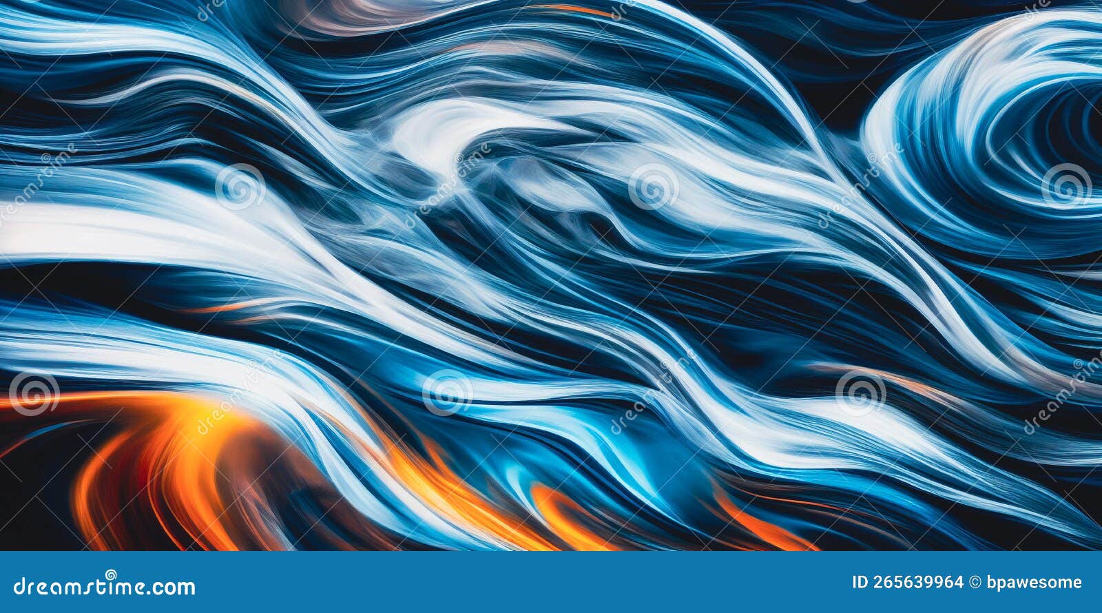 Abstract Blue and Orange Waves Background Concept, Generative AI Stock ...