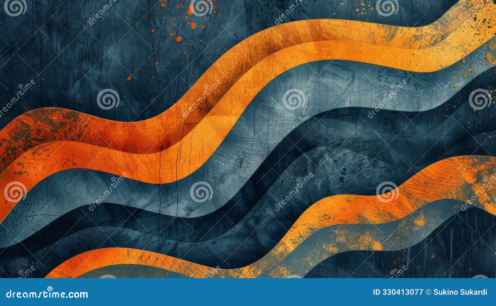 Abstract Blue and Orange Wavy Pattern with Texture Stock Illustration ...