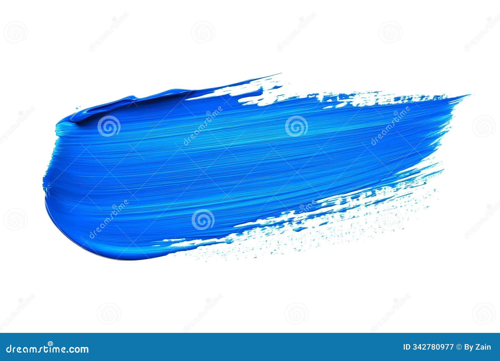 Abstract Blue Paint Brush Stroke on White Background Artistic Acrylic ...