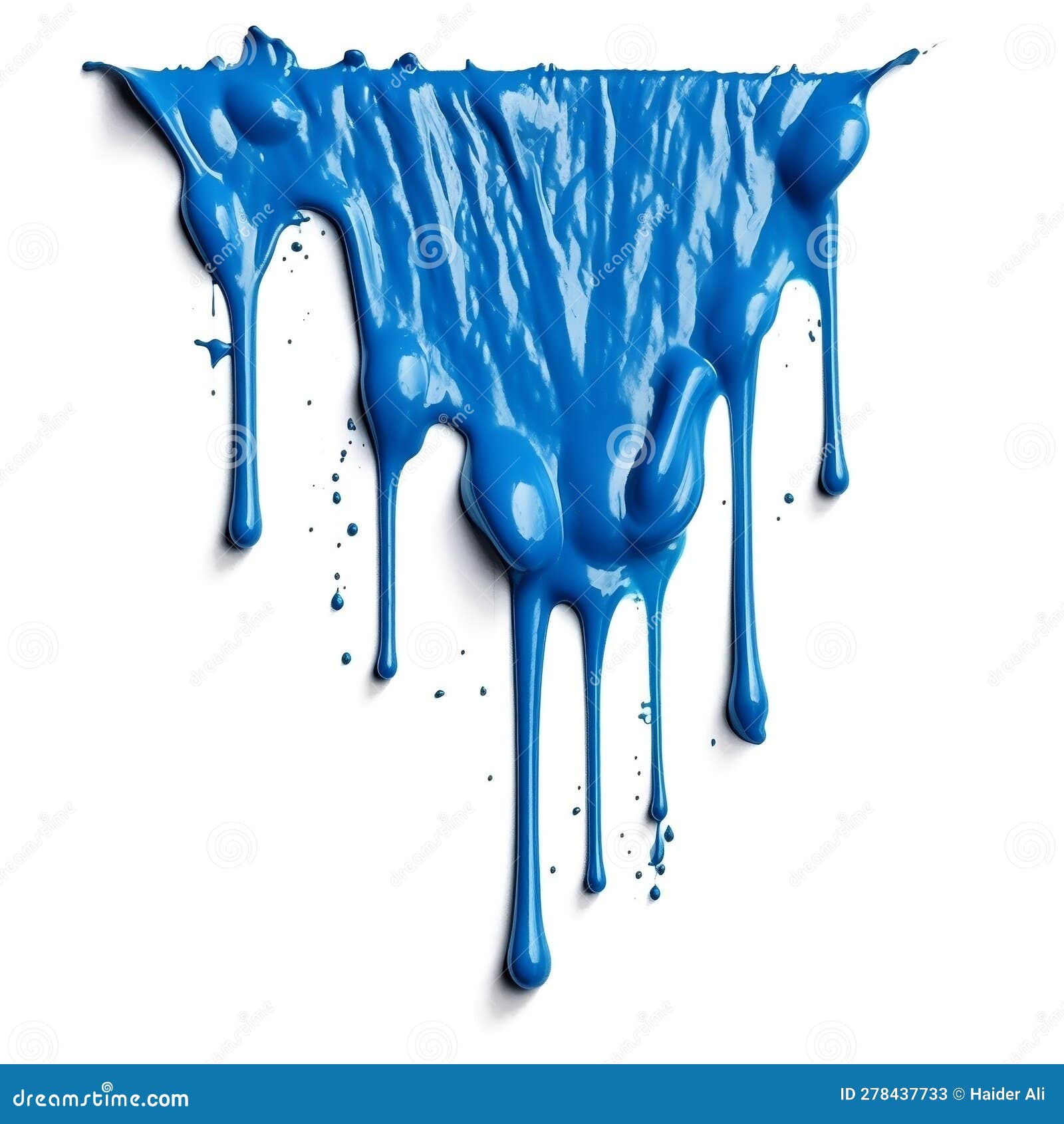 Abstract Blue Paint Drips or Slime Isolated on White Background. AI ...