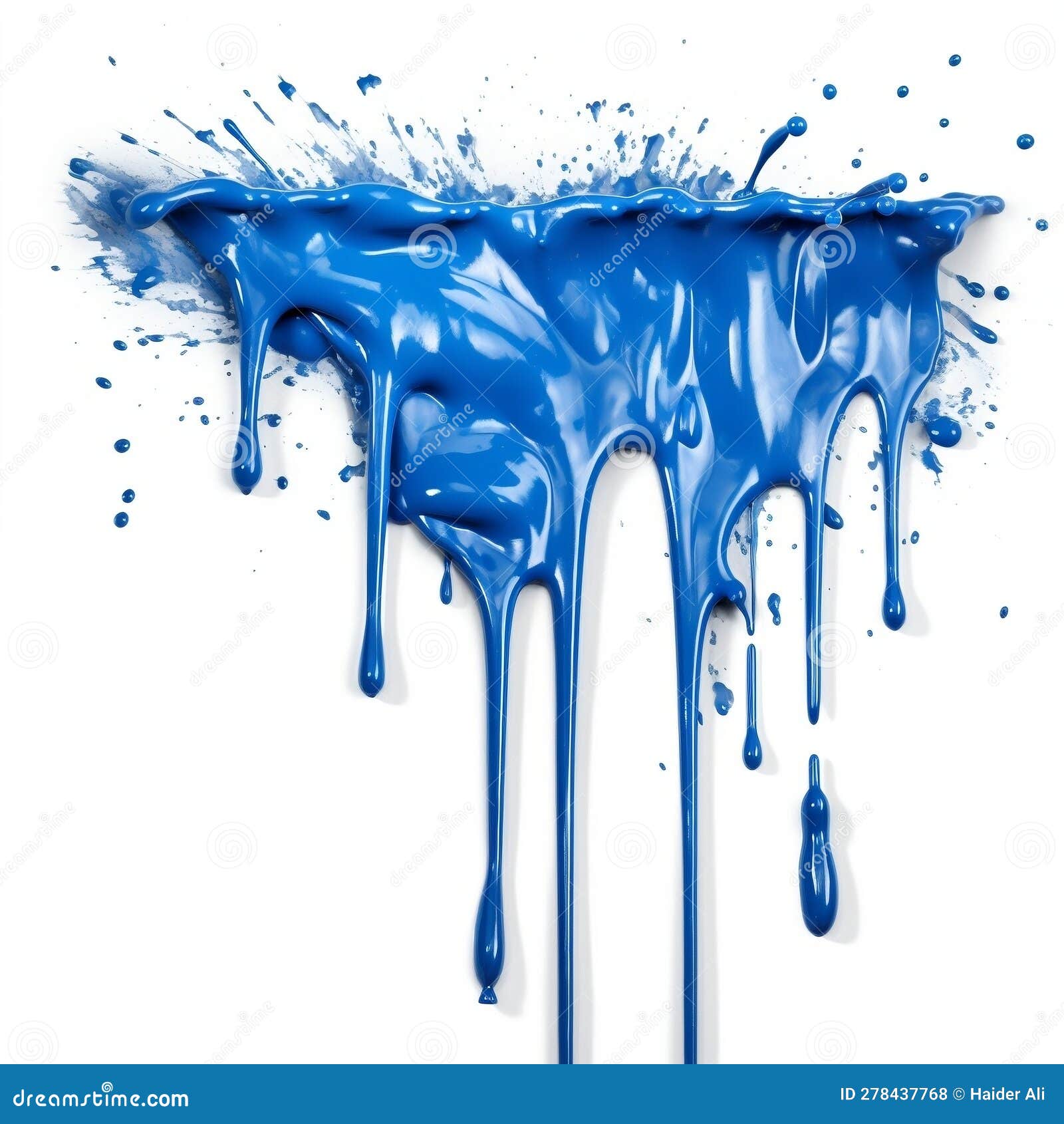 Abstract Blue Paint Drips or Slime Isolated on White Background. AI ...