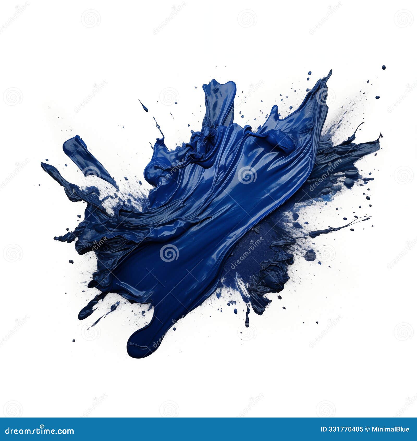 Abstract Blue Paint Splash on a White Background Captured Mid-Air Stock ...